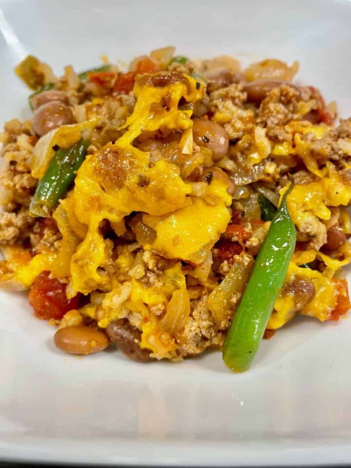 Mexican Turkey Casserole with Green Beans - The Skinny Guinea