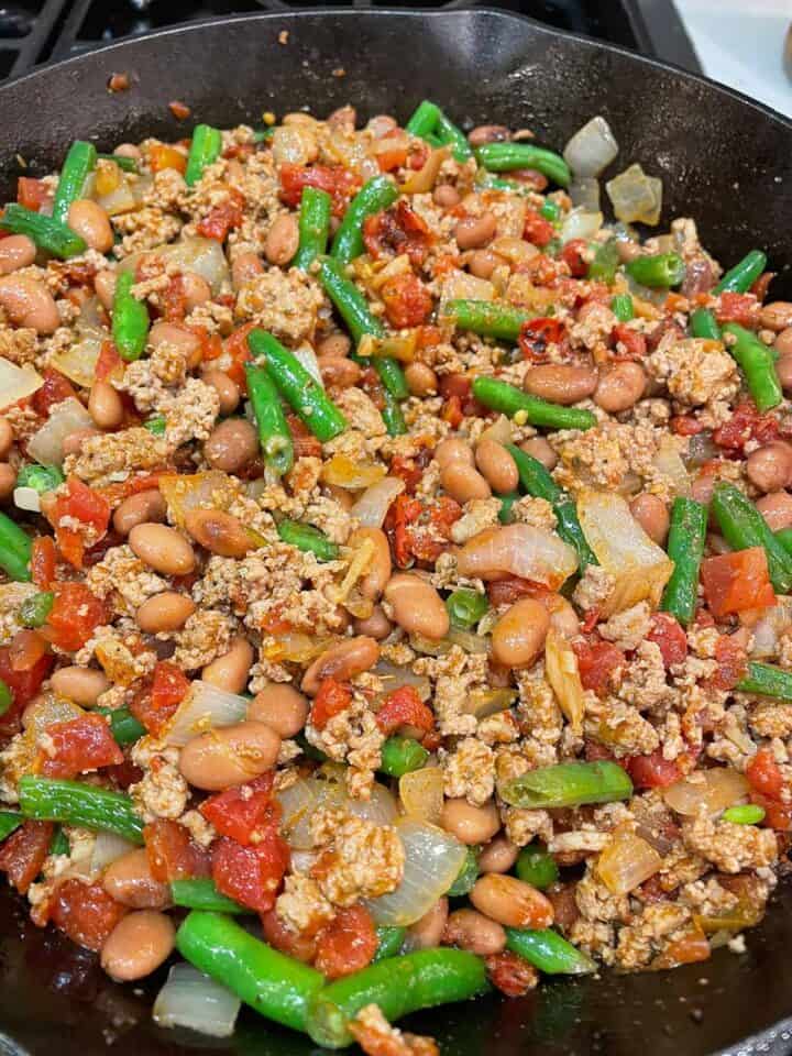 Mexican Turkey Casserole with Green Beans - The Skinny Guinea