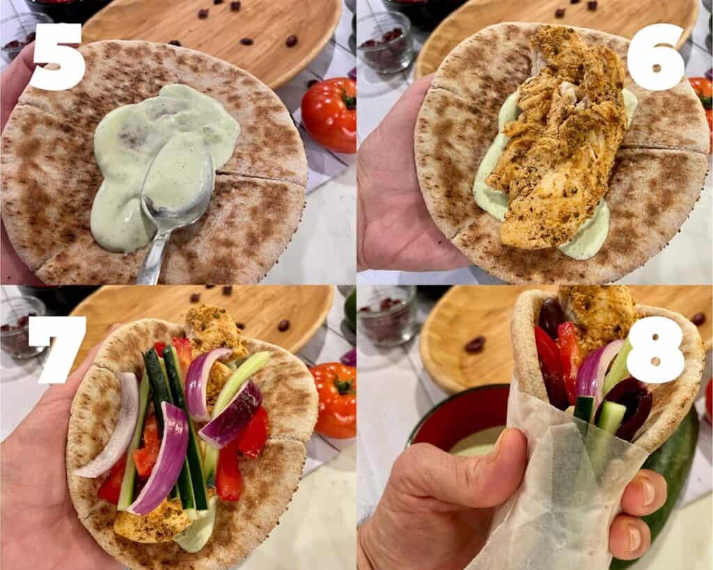 Tasty Chicken Gyro with Creamy Avocado Sauce - The Skinny Guinea